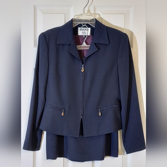 Kasper | Jackets & Coats | Kasper 4p Navy Blue Waffle Weave 2piece Suit ...